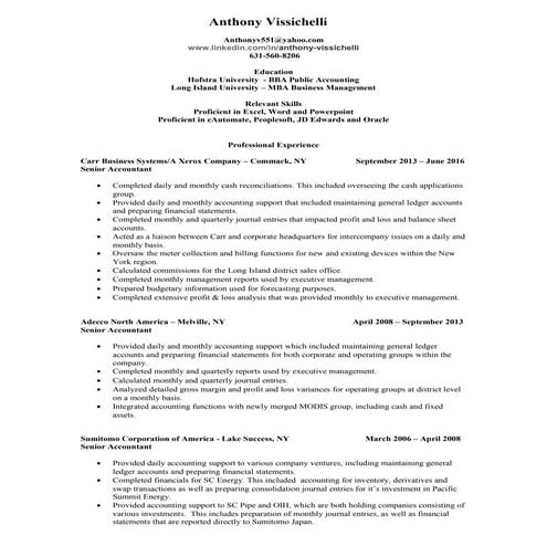 Anthony Vissichelli resume 2016 | PDF