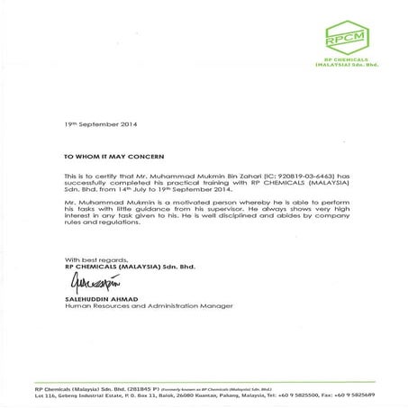 REFERENCE LETTER | PDF