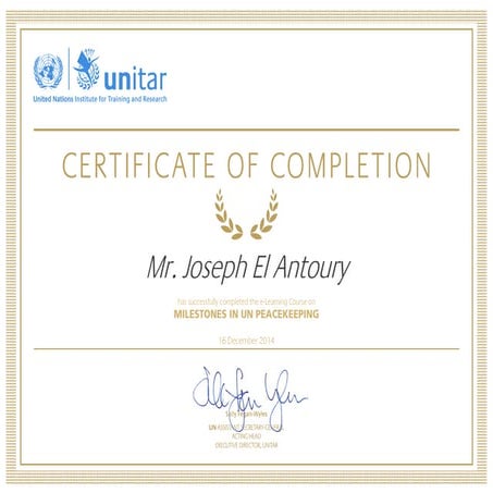 Certificate.ElAntoury,UN PEACE KEEPING | PDF | War and Conflicts