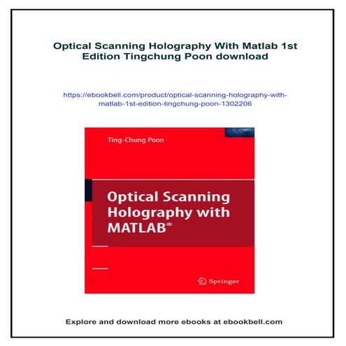 Optical Scanning Holography With Matlab 1st Edition Tingchung Poon | PDF