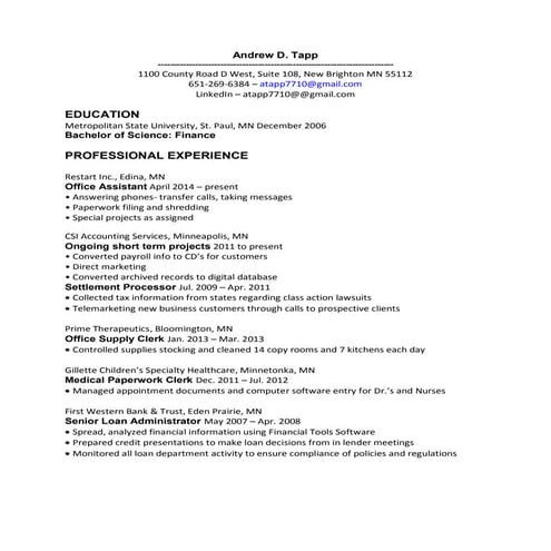 Andrew D. Tapp Resume | PDF