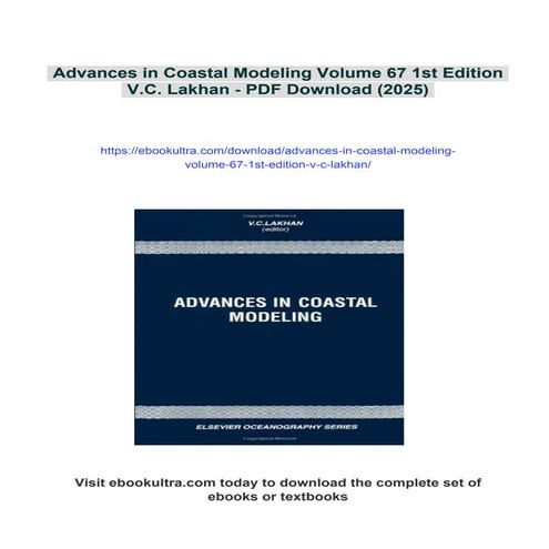 Advances in Coastal Modeling Volume 67 1st Edition V.C. Lakhan | PDF