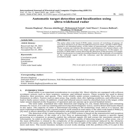 Automatic target detection and localization using ultra-wideband radar | PDF