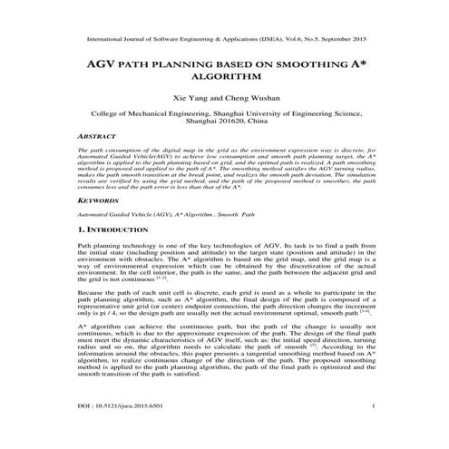 Agv Path Planning Based On Smoothing A Algorithm Pdf