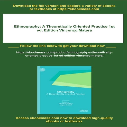 Ethnography: A Theoretically Oriented Practice 1st ed. Edition Vincenzo Matera | PDF