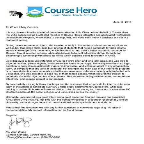 rec letter course hero | PDF