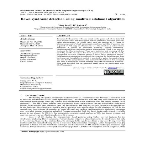 Down syndrome detection using modified adaboost algorithm | PDF