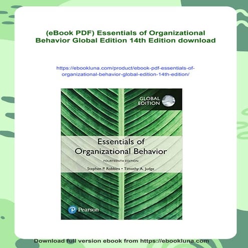 (eBook PDF) Essentials of Organizational Behavior Global Edition 14th ...