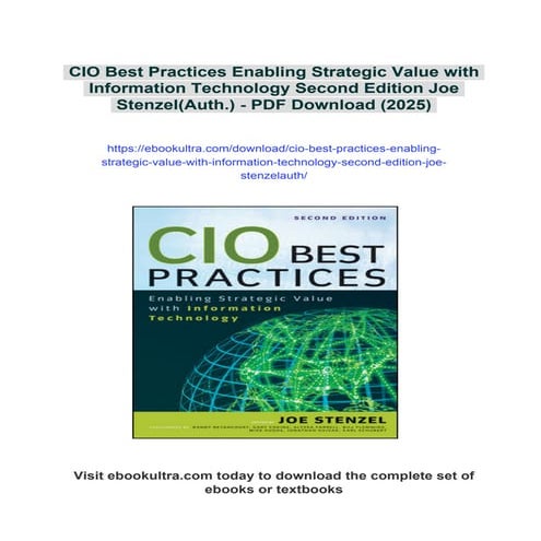 CIO Best Practices Enabling Strategic Value with Information Technology Second Edition Joe ...