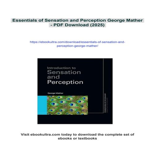 Essentials of Sensation and Perception George Mather | PDF