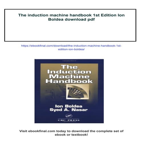 The induction machine handbook 1st Edition Ion Boldea | PDF