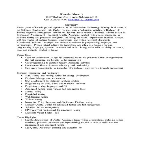 Rhonda Edwards Resume | PDF