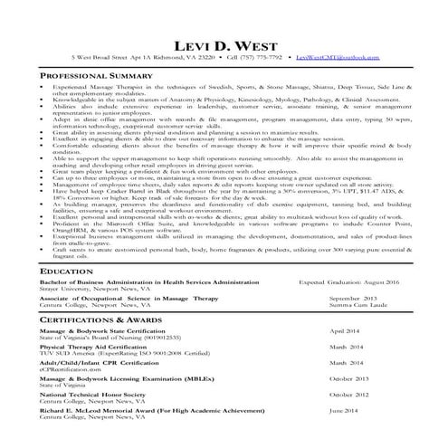 Levi Resume Bulet Points On Top | DOCX