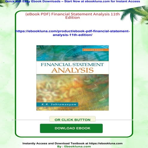 (eBook PDF) Financial Statement Analysis 11th Edition | PDF