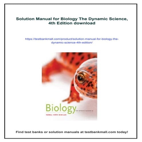 Solution Manual for Biology The Dynamic Science, 4th Edition | PDF