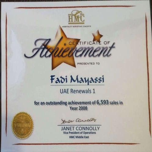HMC certificate of achievement for outstanding sales 2008 | PDF