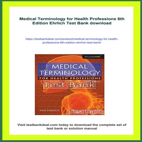 Medical Terminology for Health Professions 6th Edition Ehrlich Test ...
