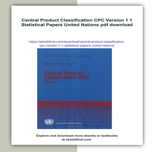 Central Product Classification CPC Version 1 1 Statistical Papers ...