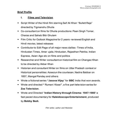 Brief Profile- Amaresh Misra | DOCX
