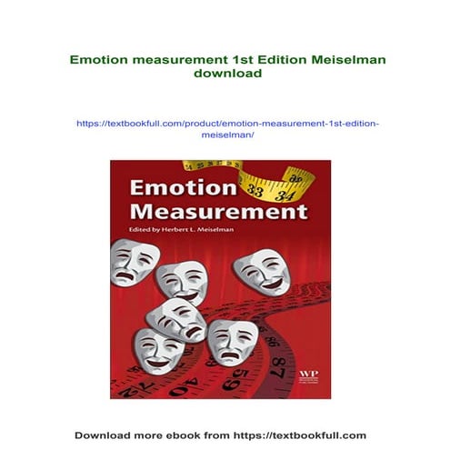 Emotion measurement 1st Edition Meiselman | PDF