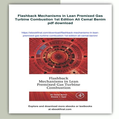 Flashback Mechanisms in Lean Premixed Gas Turbine Combustion 1st Edition Ali Cemal Benim | PDF