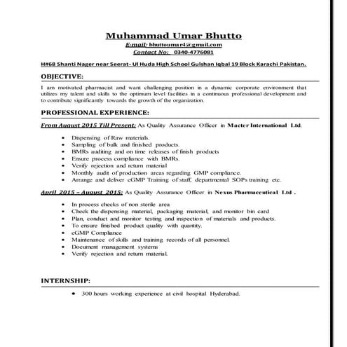 Umar CV | PDF