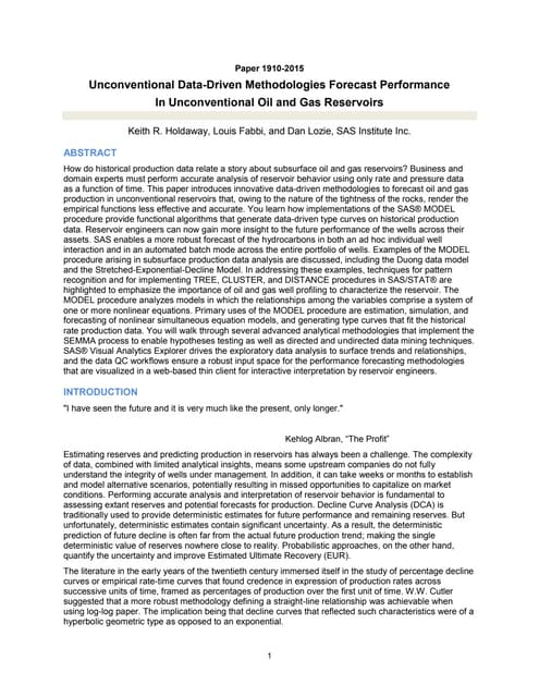 Unconventional Data-Driven Methodologies Forecast Performance | PDF Unconventional Data-Driven Methodologies Forecast Performance | PDF