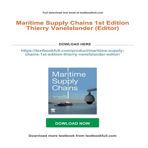 Maritime Supply Chains 1st Edition Thierry Vanelslander (Editor ...