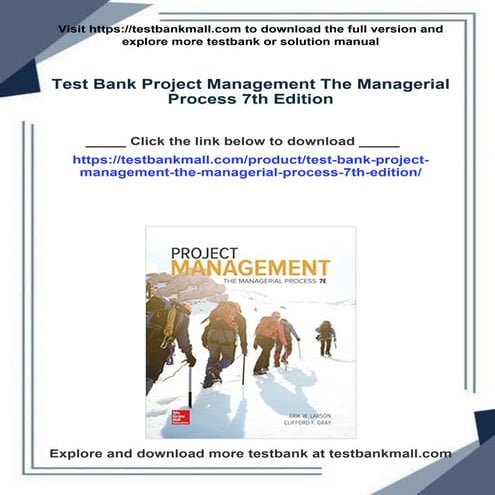 PDF Test Bank Project Management The Managerial Process 7th Edition ...