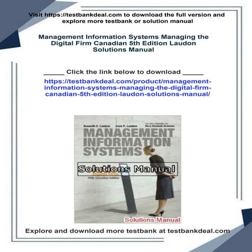 Management Information Systems Managing the Digital Firm Canadian 5th Edition Laudon Solutions ...