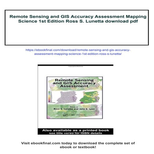 Remote Sensing and GIS Accuracy Assessment Mapping Science 1st Edition ...