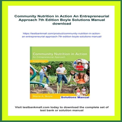 Community Nutrition in Action An Entrepreneurial Approach 7th Edition ...