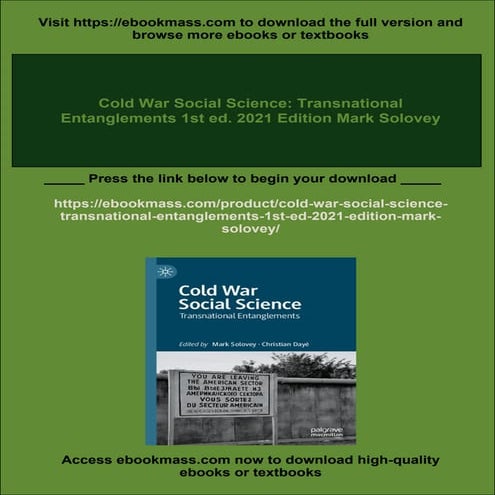 Cold War Social Science: Transnational Entanglements 1st ed. 2021 ...