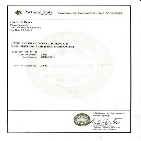 Certificacion Portland State University | PDF | Education