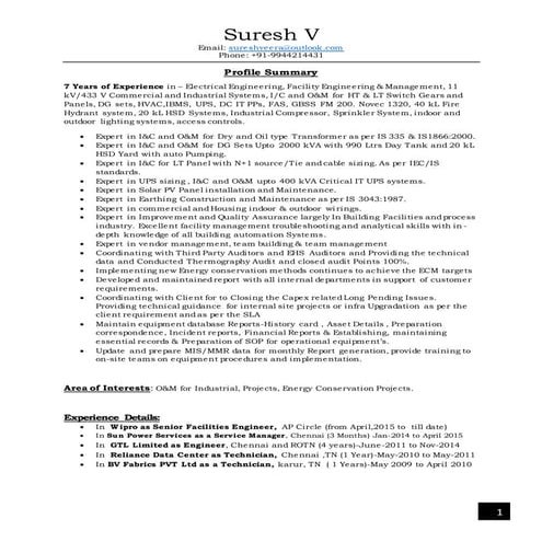 Suresh V Resume | DOCX | Civil Engineering Industry | Industries