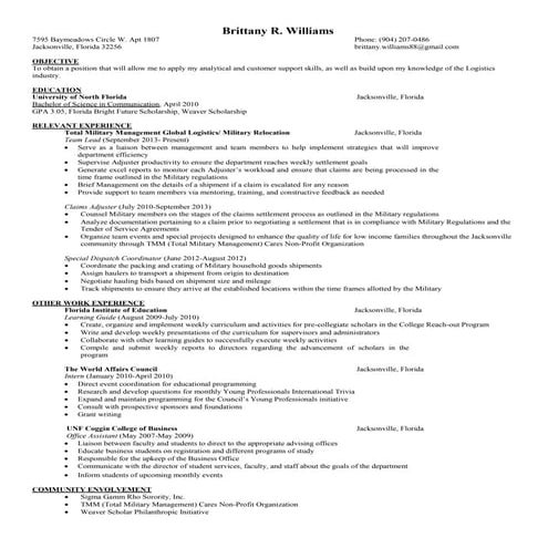 Brittany Williams Resume 2016 | PDF