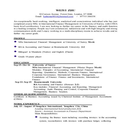 Katherine Weiyi Zhu CV | PDF