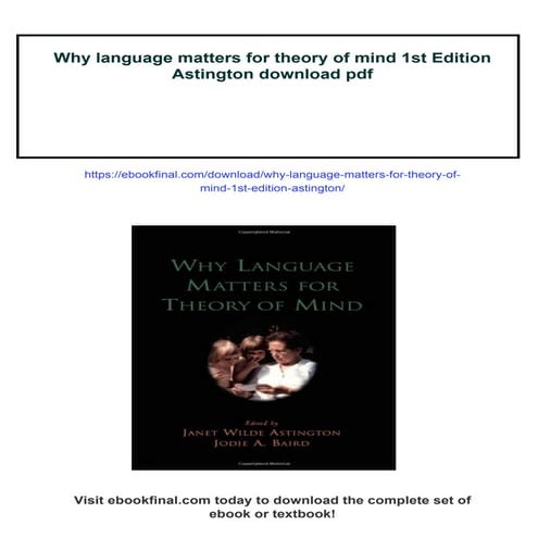 Why language matters for theory of mind 1st Edition Astington | PDF