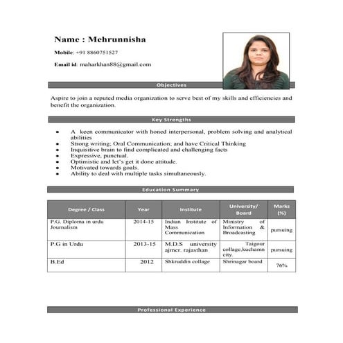 meher khan c.v | DOC