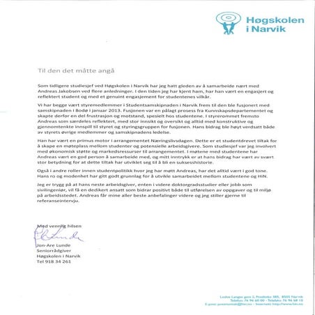 Referansebrev Jon-Are | PDF