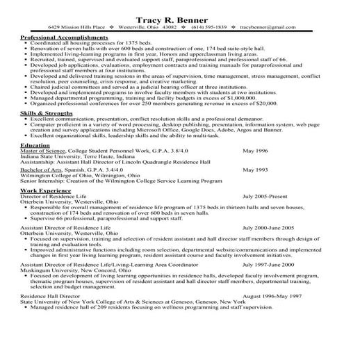 Resume - Tracy R Benner | PDF