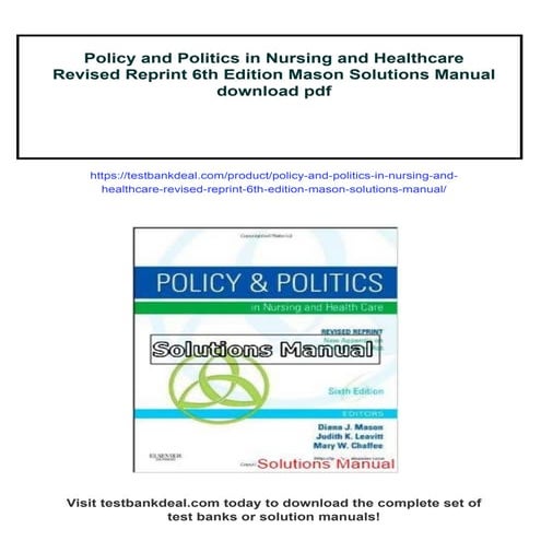 Policy and Politics in Nursing and Healthcare Revised Reprint 6th ...