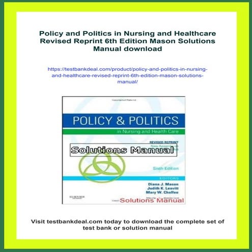 Policy and Politics in Nursing and Healthcare Revised Reprint 6th ...