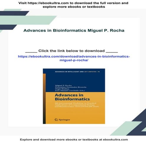 Advances in Bioinformatics Miguel P. Rocha | PDF