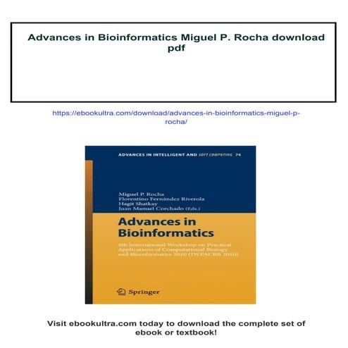 Advances in Bioinformatics Miguel P. Rocha | PDF