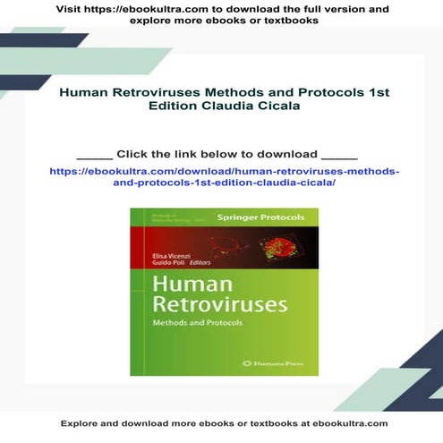 Human Retroviruses Methods and Protocols 1st Edition Claudia Cicala | PDF