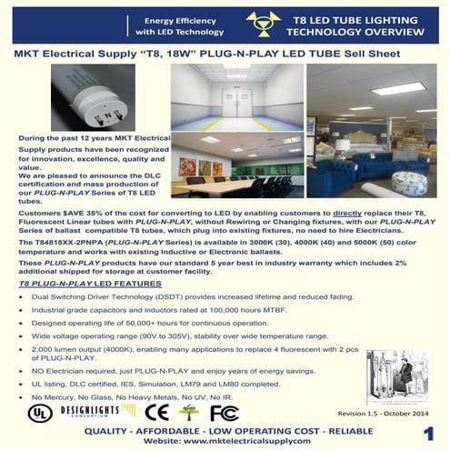 MKT Electrical Supply T8 PNP LED Tube_Nov 2014 | PDF | Consumer Electronics | Technology & Computing