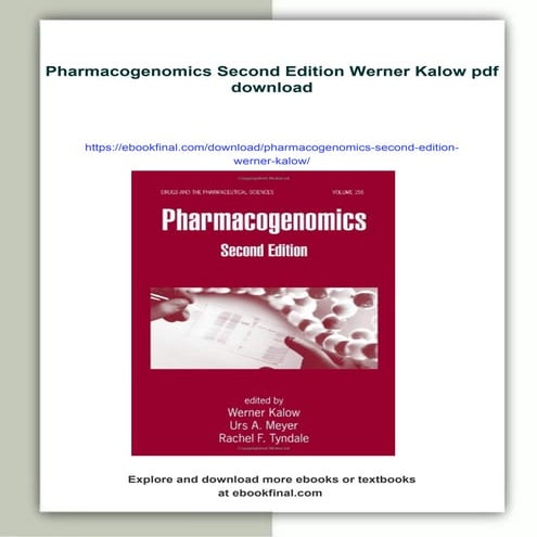Pharmacogenomics Second Edition Werner Kalow | PDF