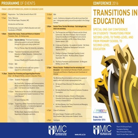 Conference Brochure Transitions in Education | PPT