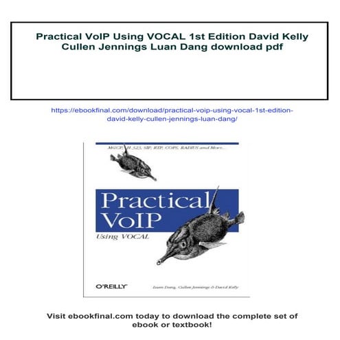 Practical VoIP Using VOCAL 1st Edition David Kelly Cullen Jennings Luan Dang | PDF